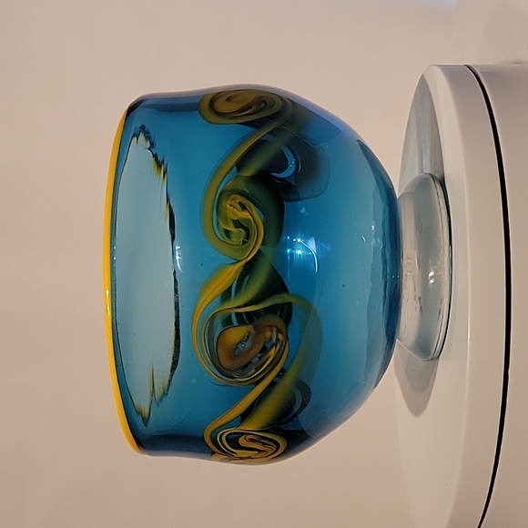 KC Stuart | Accents | Kc Stuart Vintage Handblown Blue And Yellow ...